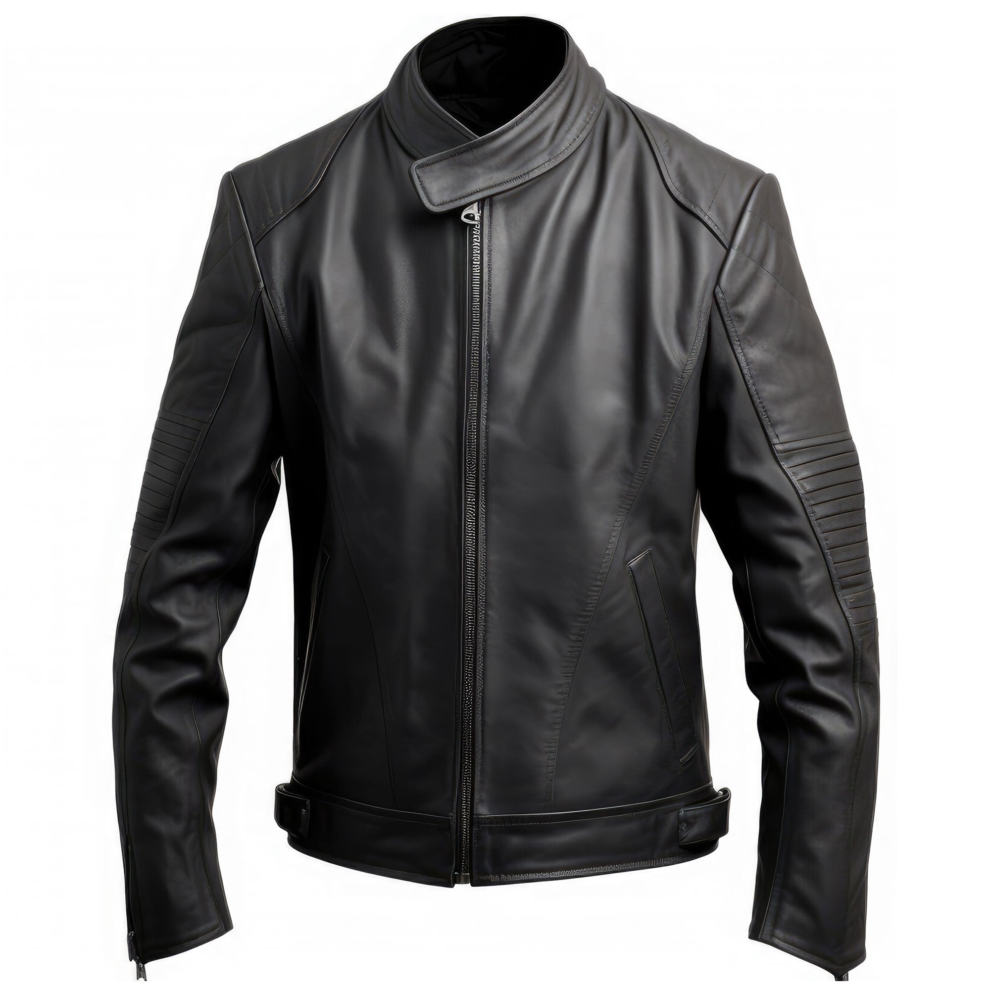Mens Casual Blazer Leather Jacket Black Stand Collar Punk Motorcycle B ...