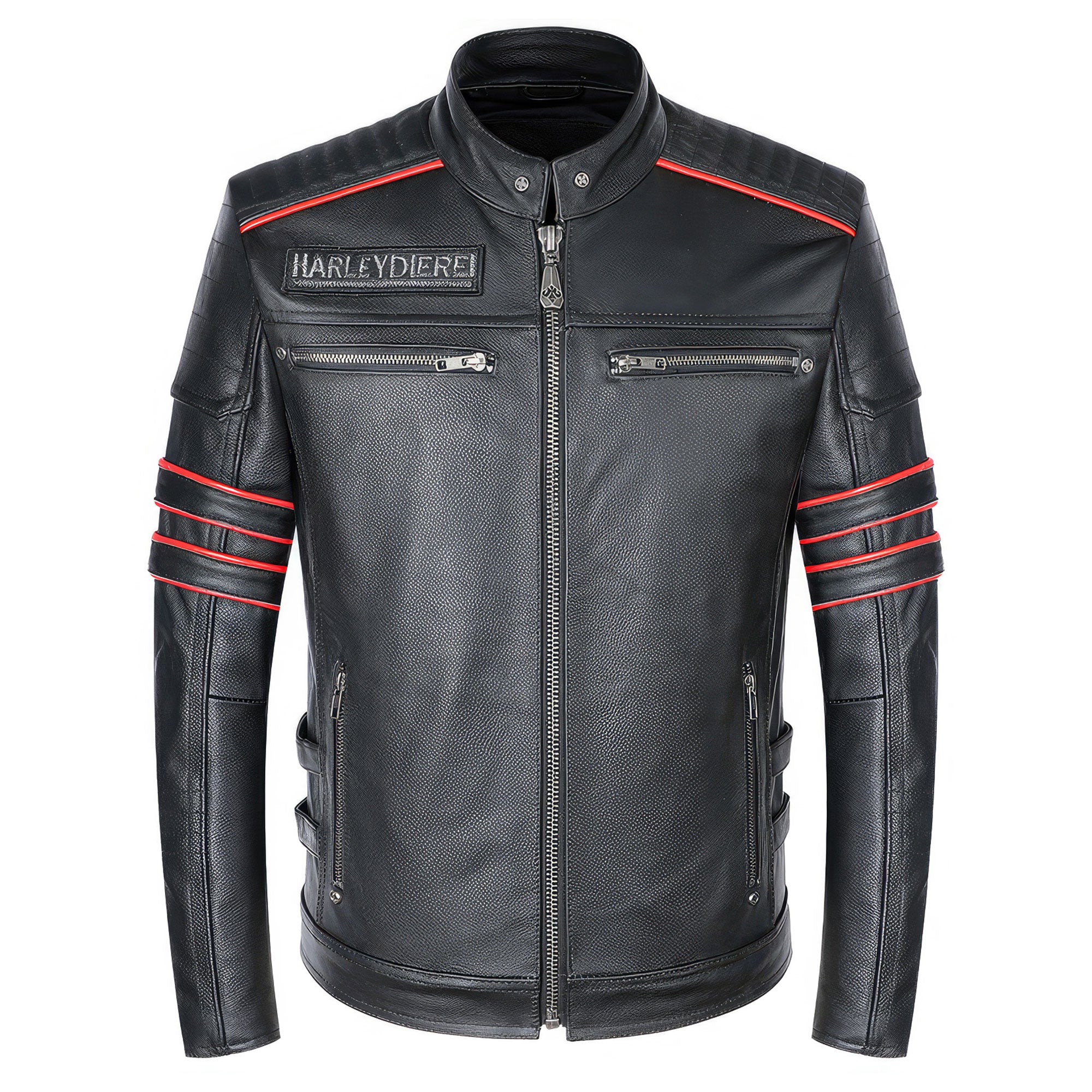 Mens Embroidery Skull Motorcycle Jackets Natural Leather Moto Jacket B ...
