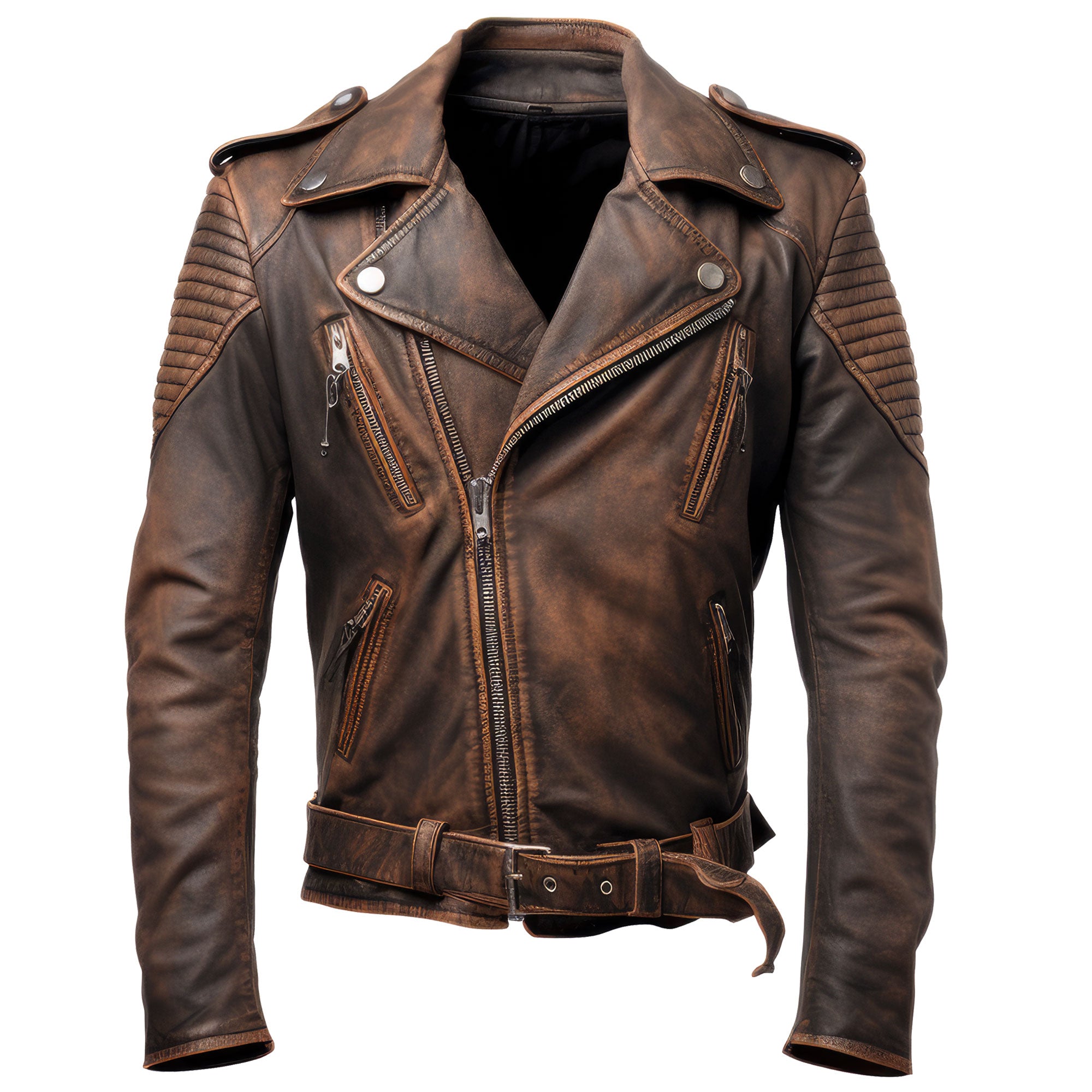 Mens Blazer Leather Jacket Brown Lapel Punk Motorcycle Biker Racer Zip ...