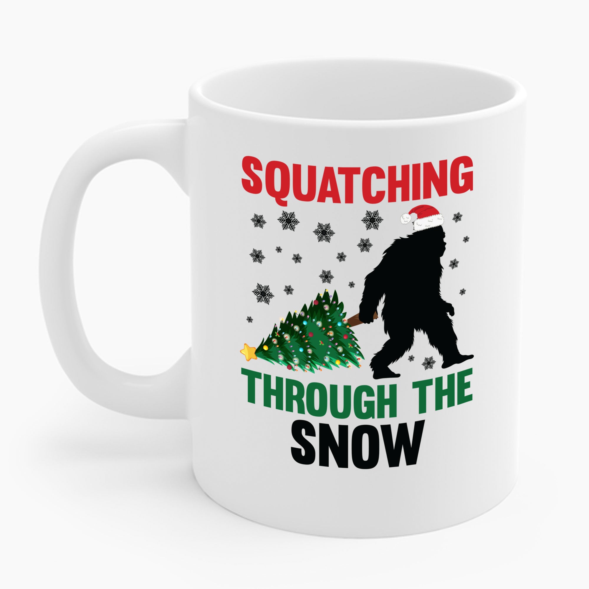Squatching Through The Snow Funny Bigfoot Christmas Sasquatch Coffee M ...